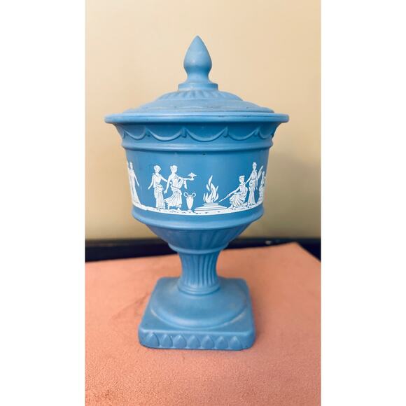 Avon | Accents | Vintage Avon Blue Grecian Pedestal Container With Lid ...